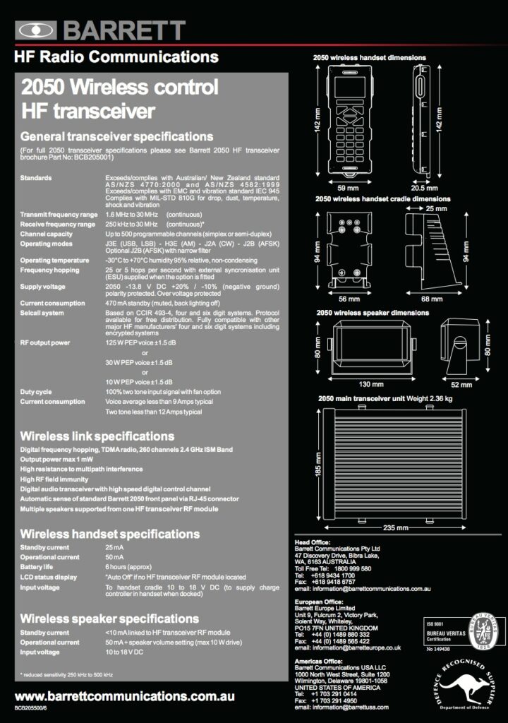 Barrett 2050 Wireless control HF transceiver – HAMRADIO