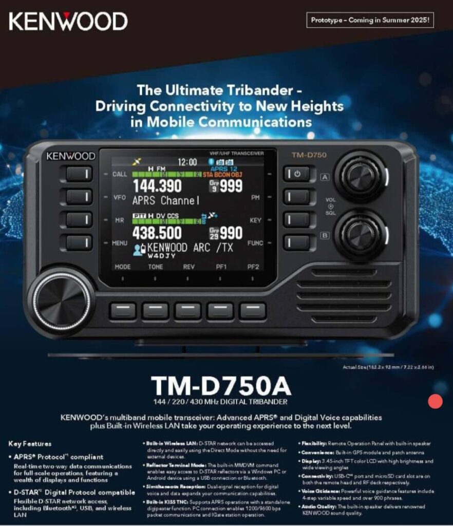 Kenwood TM-D750A – VHF/UHF Digital Triband Mobile Transceiver, – HAMRADIO